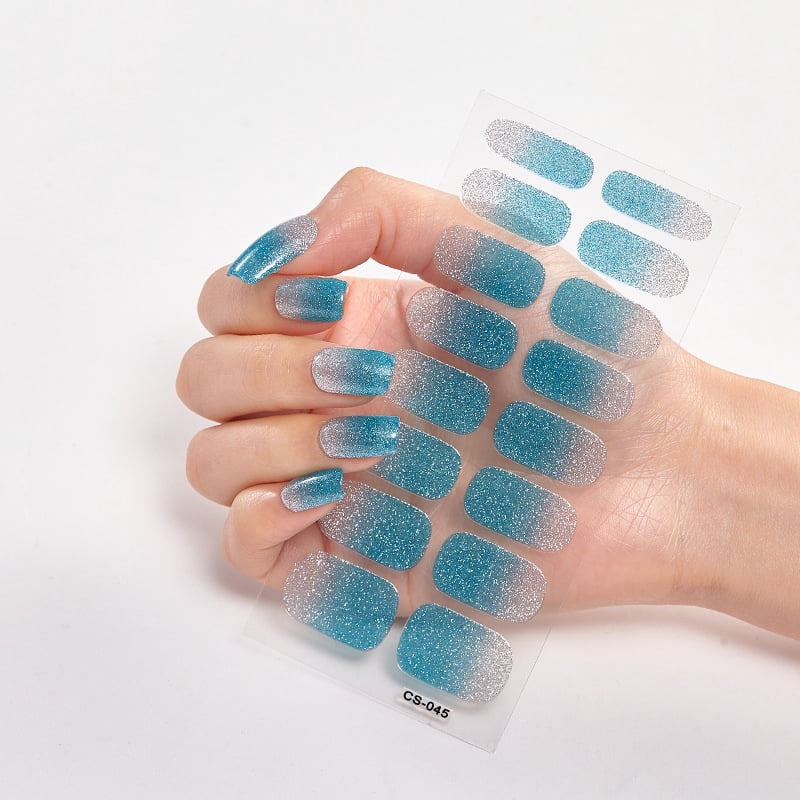 8 Sheets Nail Wraps Glitter Nail Polish Stickers 128 Pcs Nail Art ...