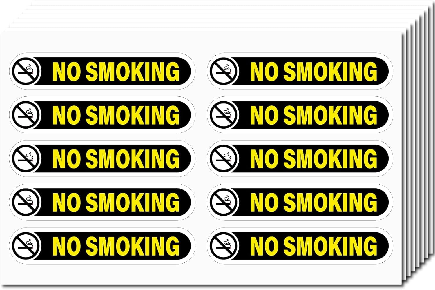 8 Sheets No Smoking Stickers Mini Vinyl Warning Stickers Black Yellow ...
