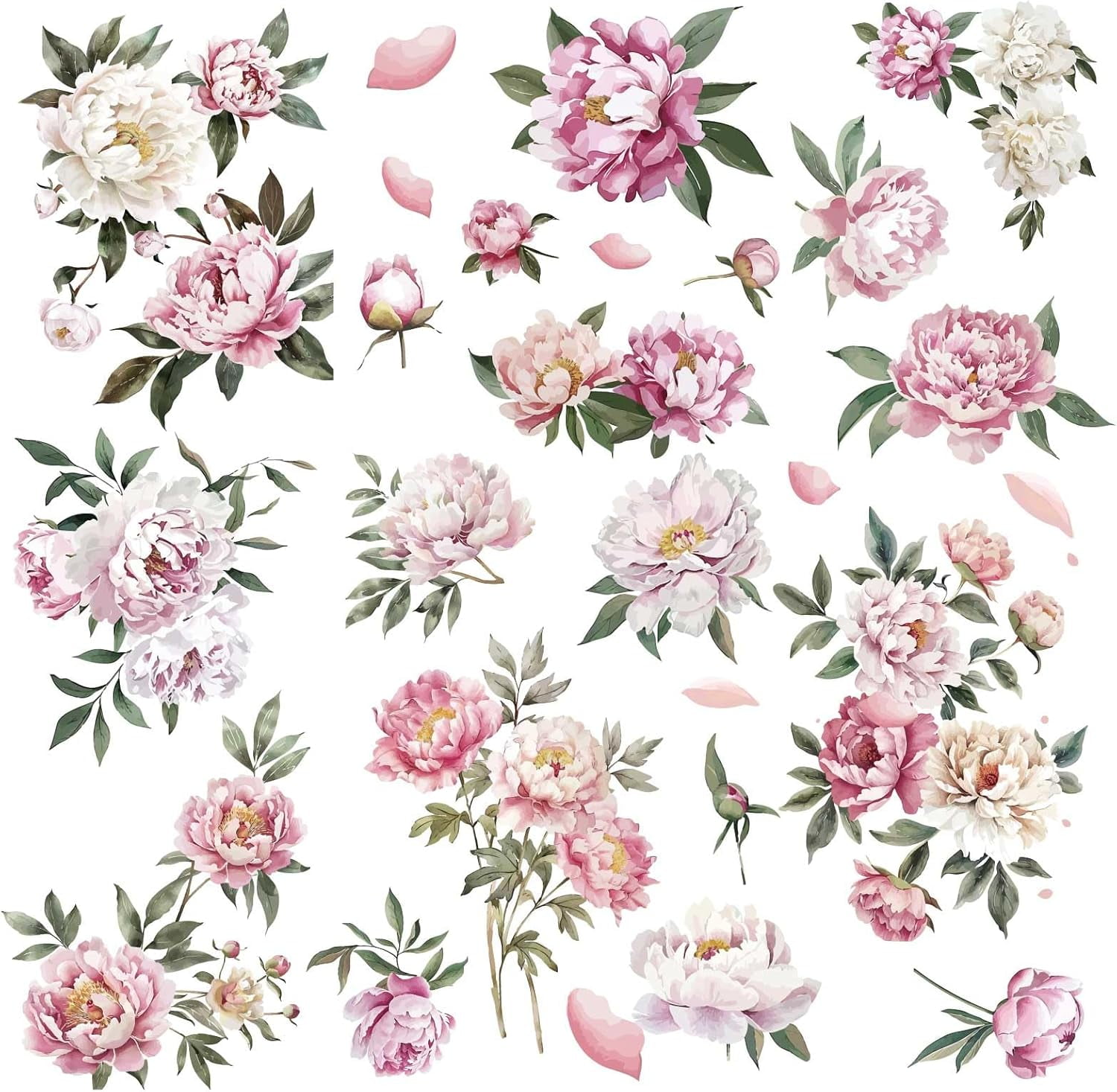 8 Sheets Peony Window Decal Spring Flower Glass Stickers Botanical ...