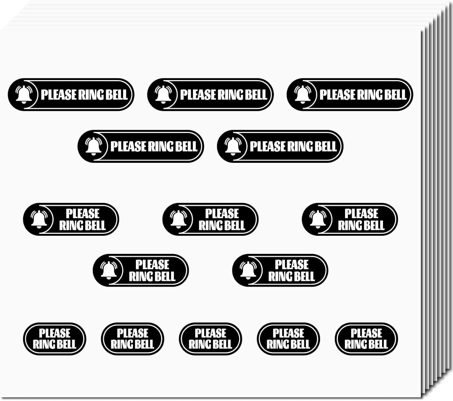 8 Sheets Please Ring Bell Stickers Mini Vinyl Bell Stickers Black ...