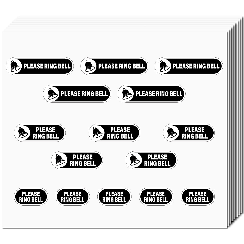 8 Sheets Please Ring Bell Stickers Mini Vinyl Coated Self Adhesive ...