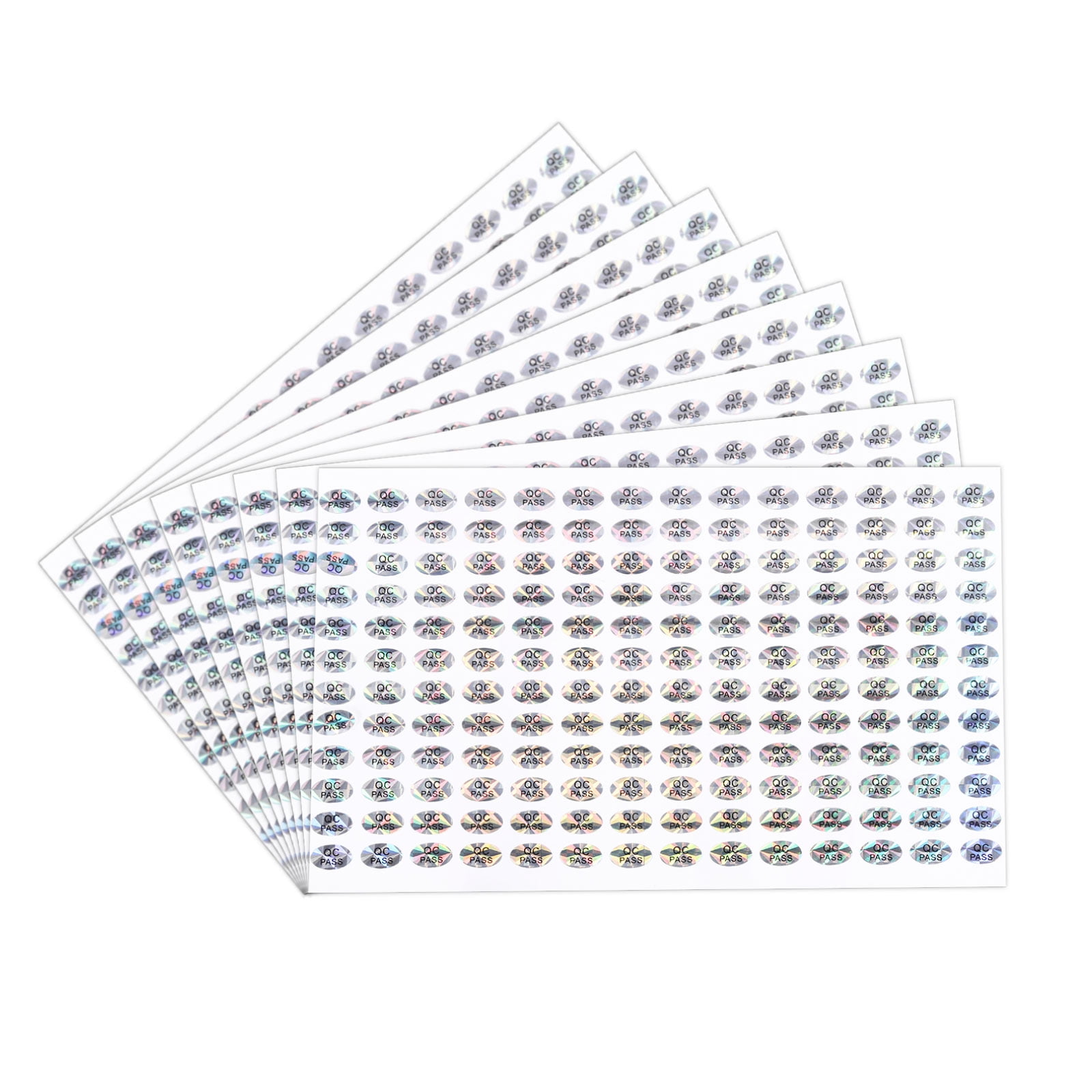 8 Sheets QC Pass Stickers Laser Sticker Oval Adhesive Labels for ...