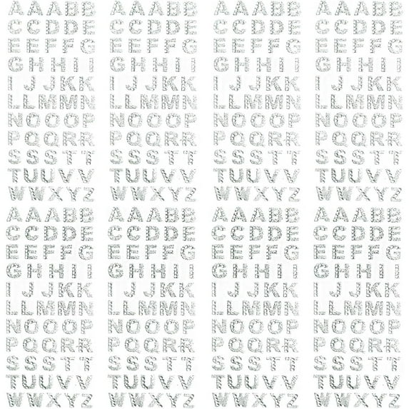 8 Sheets Rhinestone Alphabet Stickers Glitter Self-Adhesive Diamond ...