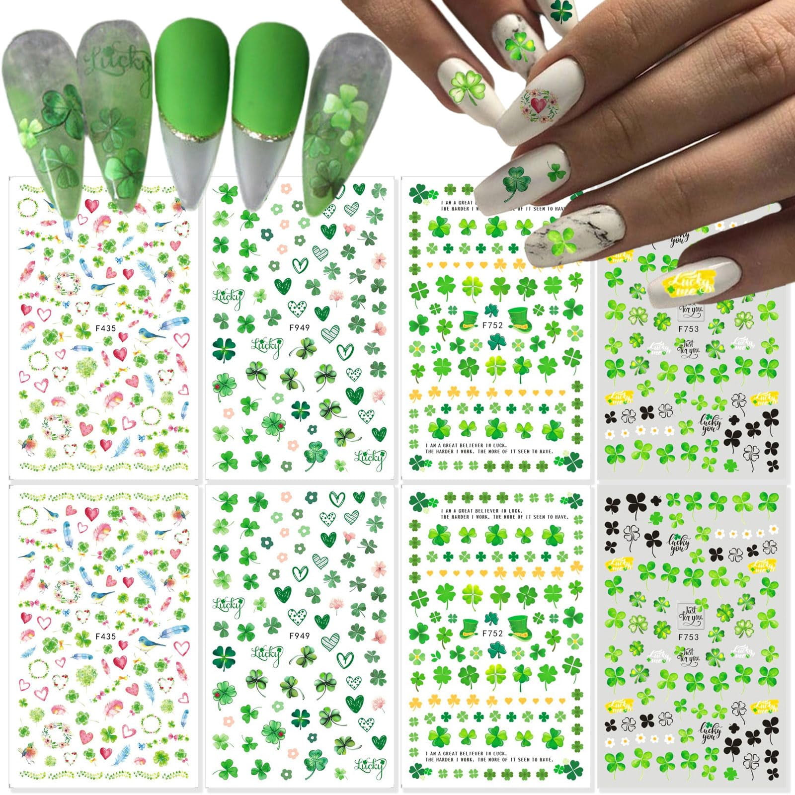 8 Sheets St. Patrick's Day Stickers Shamrocks Decals 3D Self Adhesive ...