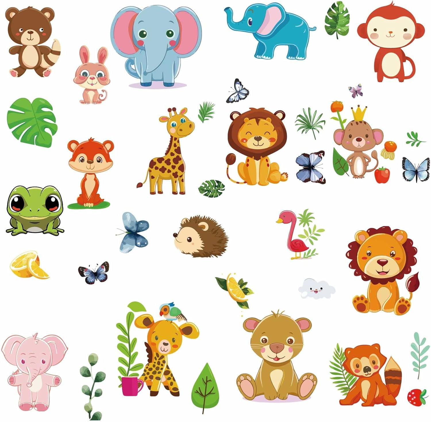 8 Sheets 8 Styles Wild Animal Window Decals Zoo Jungle Animals Elephant ...