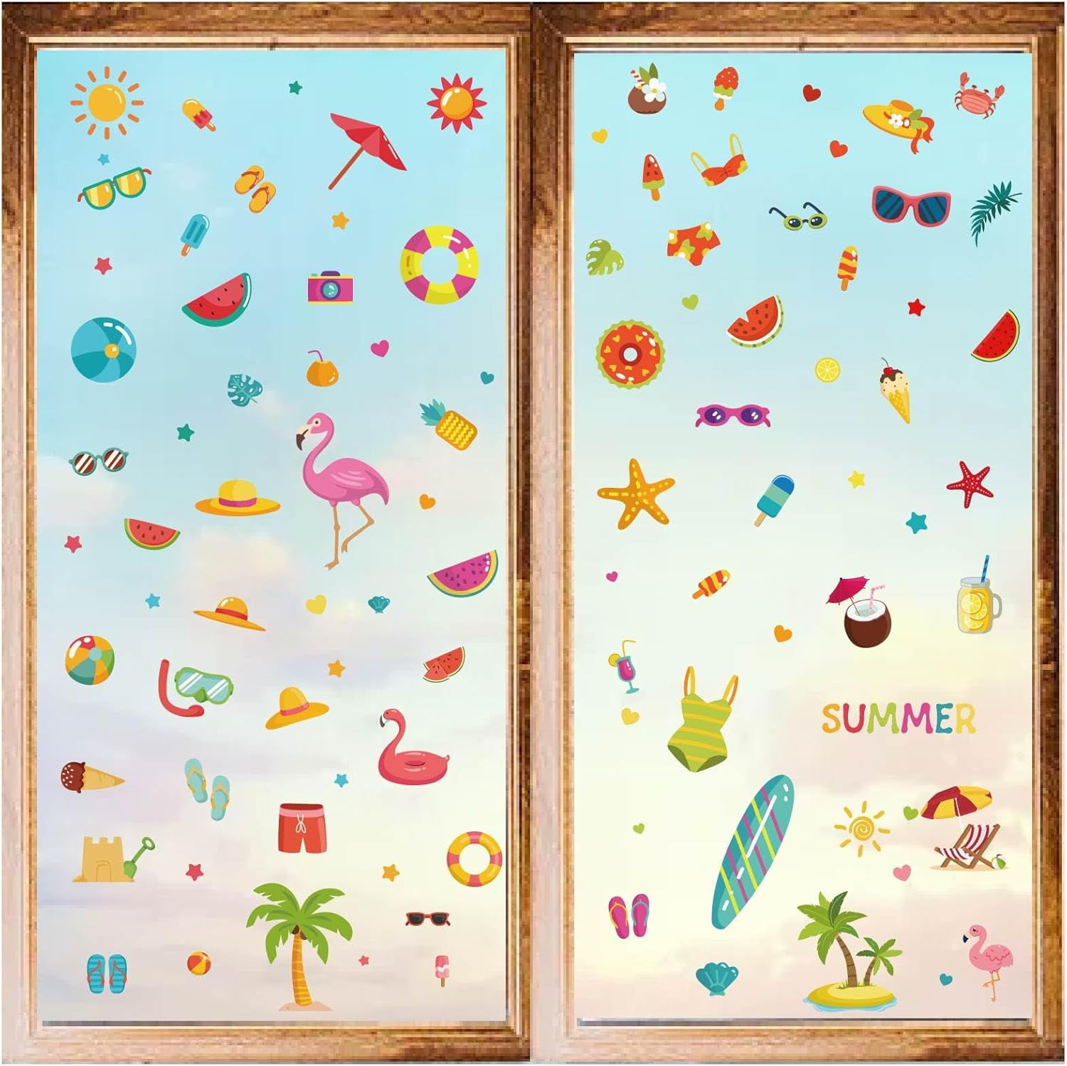 8 Sheets Summer Wall Stickers Coconut Tree Stickers Beach Vacation ...