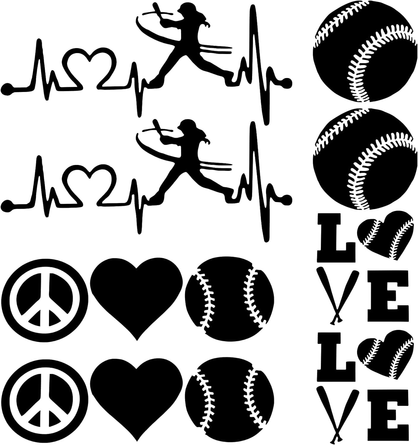 8 Sheets Tennis Car Stickers Black Laser Reflective Car Decals ...