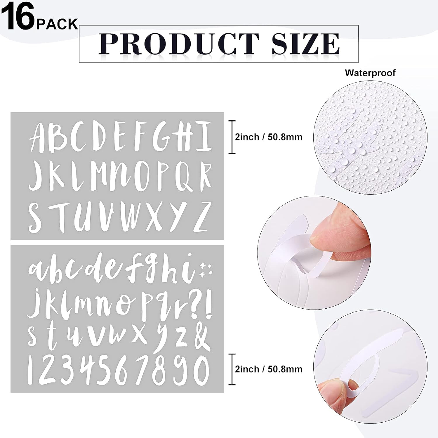 8 Sheets Vinyl Alphabet Letter Sticker Cursive Alphabet Letter Script ...