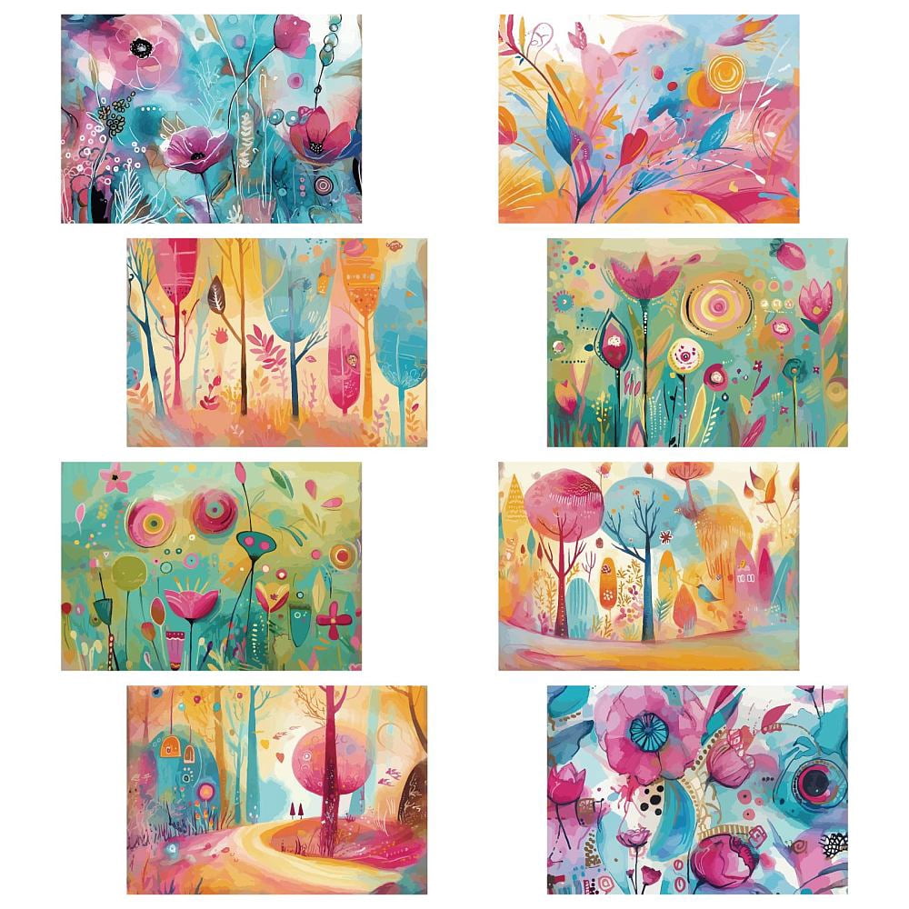 8 Sheets Watercolor Window Sticker Abstract Graffiti Art Floral ...