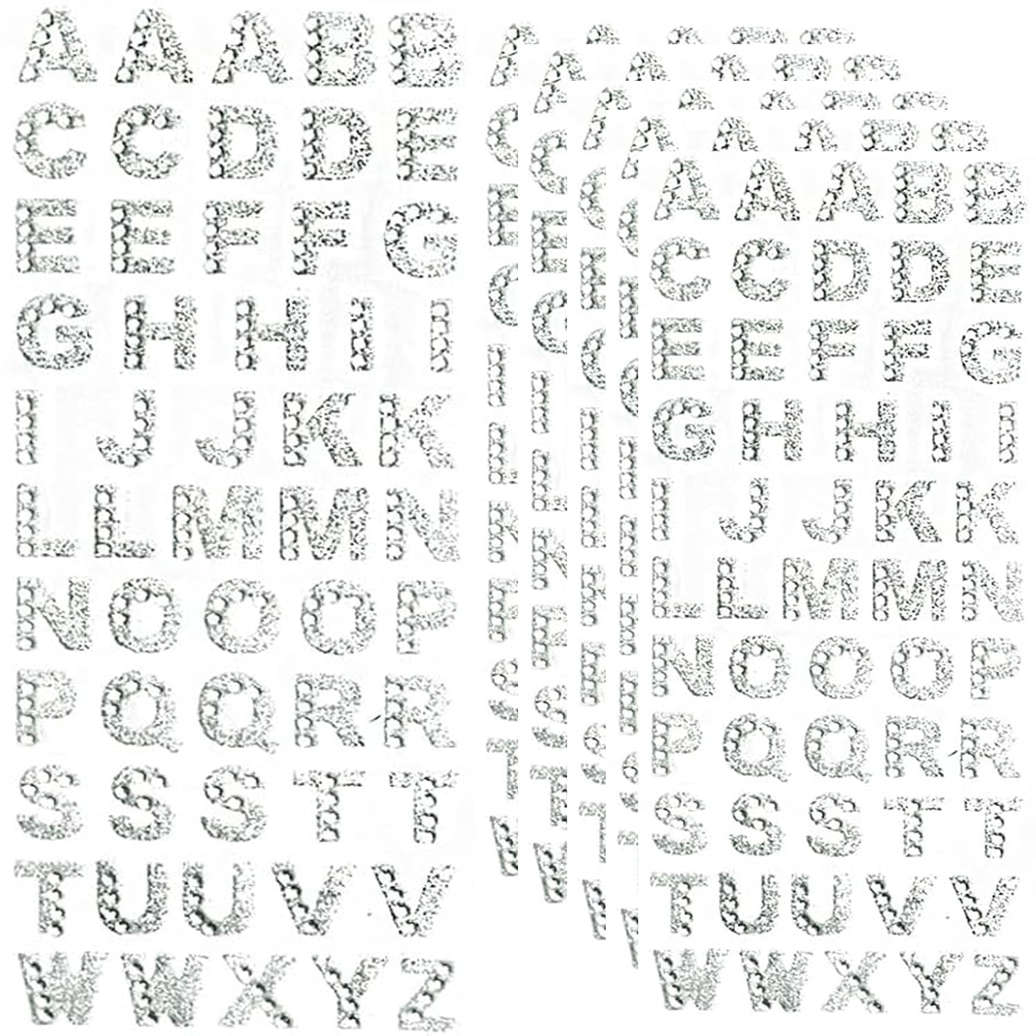 8 Sheets White Rhinestone Alphabet Stickers Glitter Self-Adhesive ...
