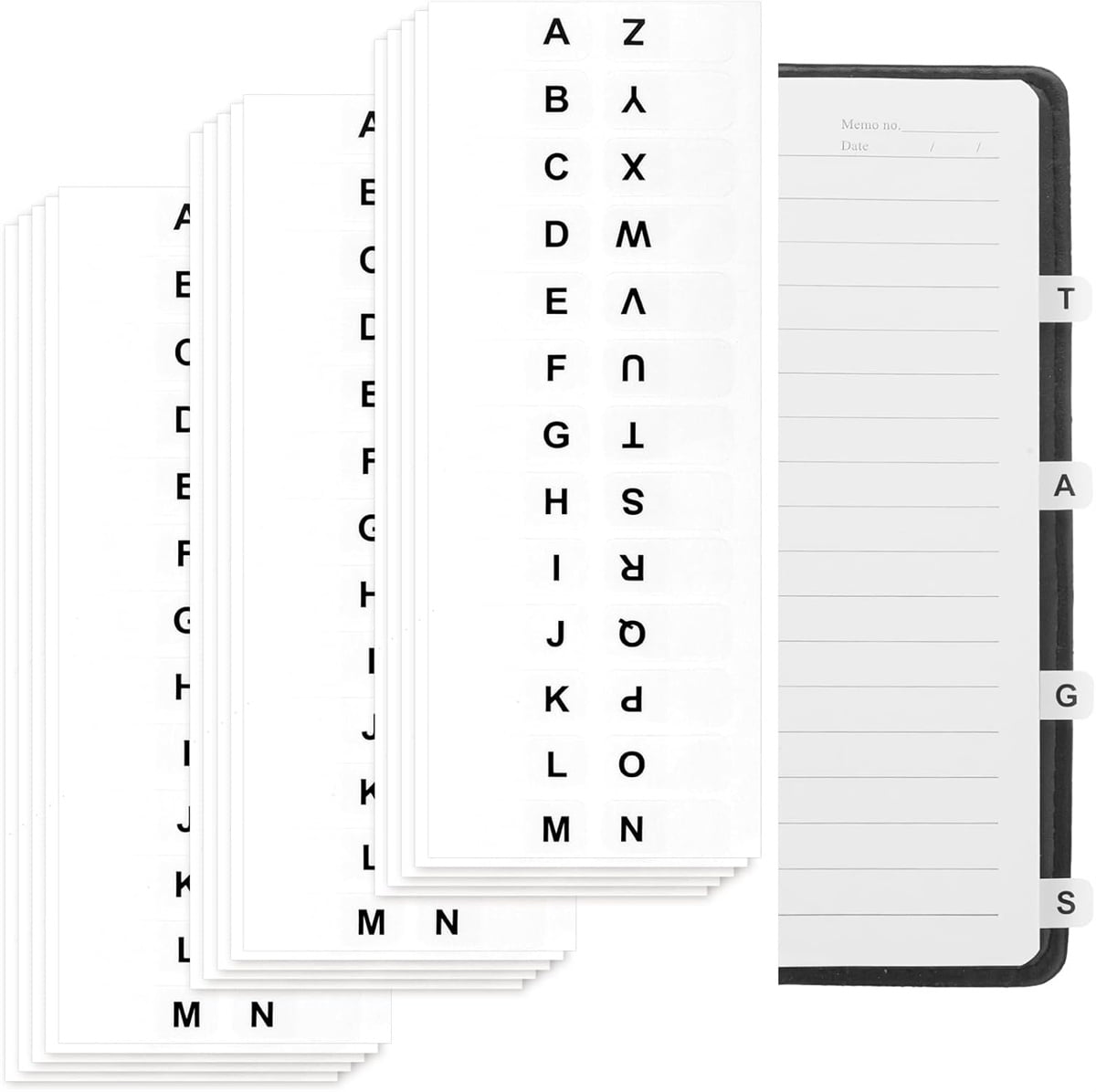 8 Sheets A to Z 26 Letters Labels,White Self-Adhesive Index Labels ...