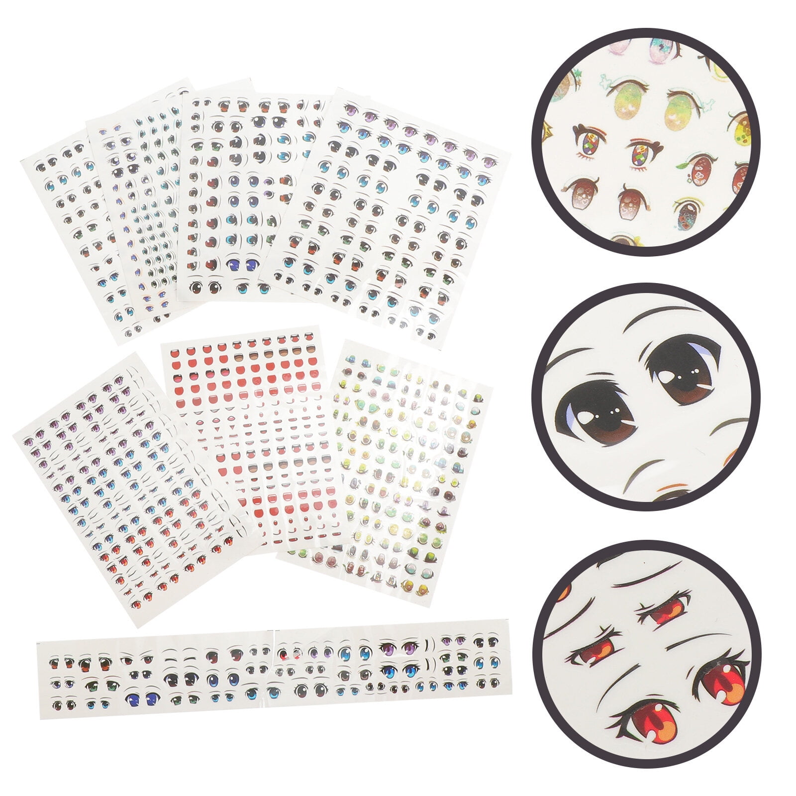 8 Sheets of Doll Eyes Eyebrow Stickers Simulation Decals DIY Water ...