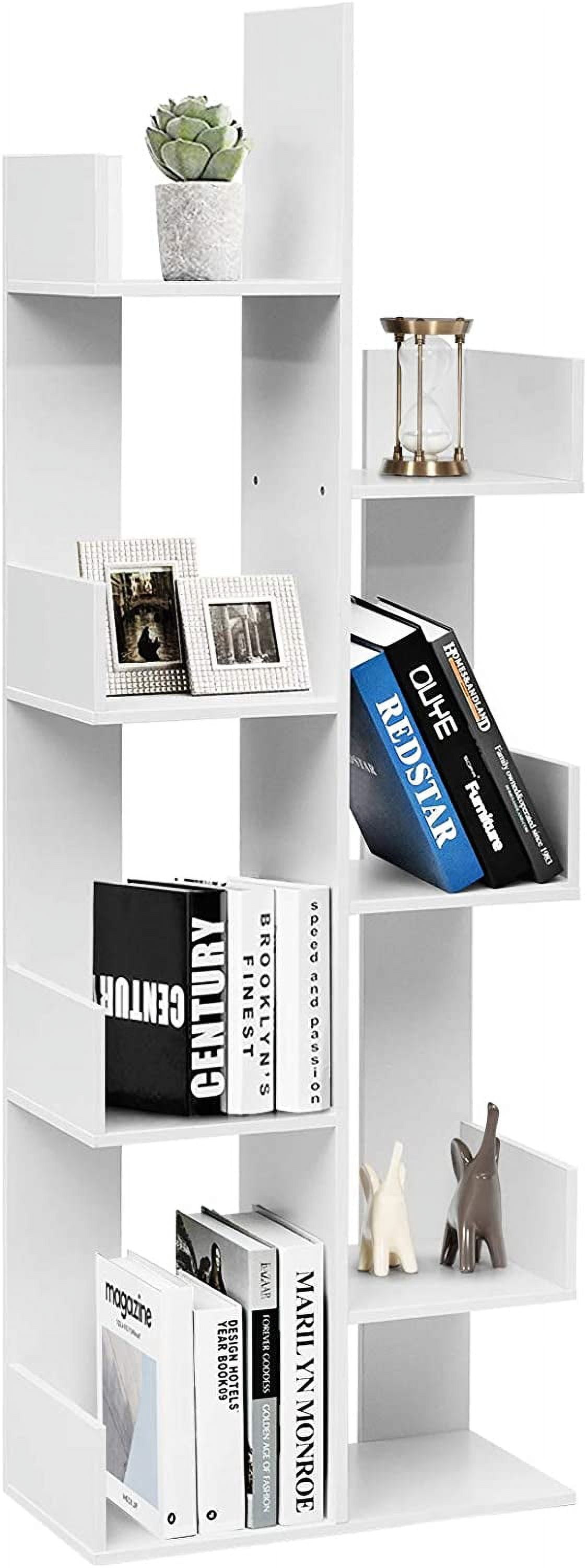 8 Shelf Bookshelf, Tree Bookcase with 8 Book Shelves, Freestanding Room ...