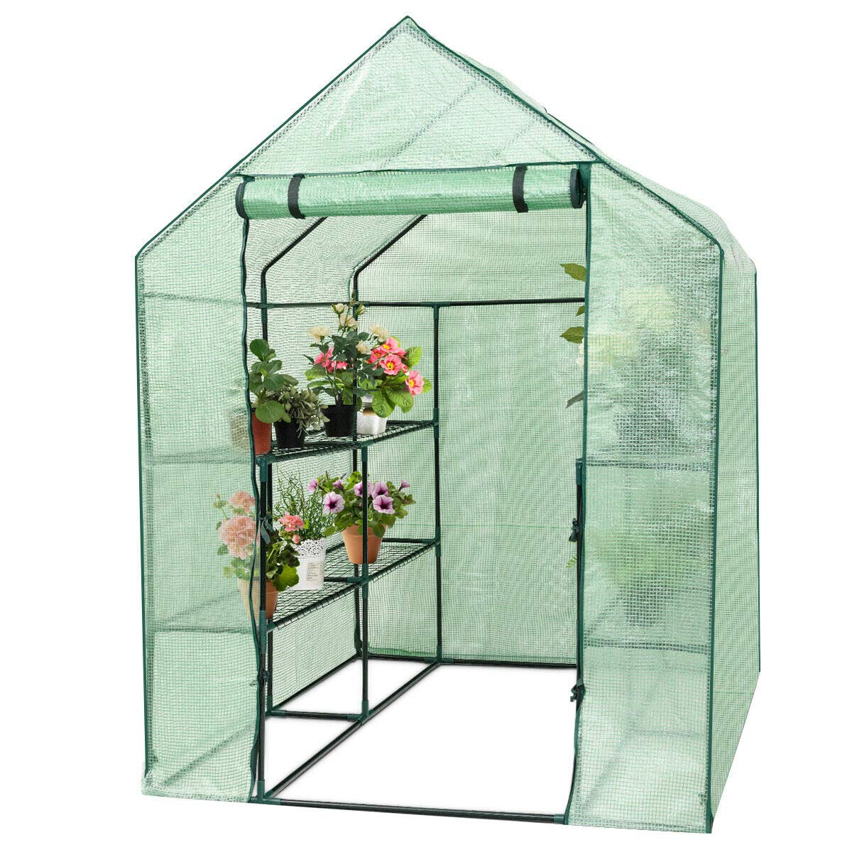 8 Shelf Portable Outdoor Mini Walk-in Greenhouse 3-Tier Stands Small ...