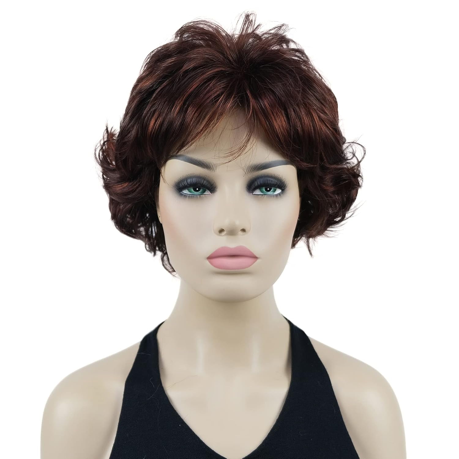 8" Short Curly Women Wigs Soft Shaggy Layered Classic Cap Full ...