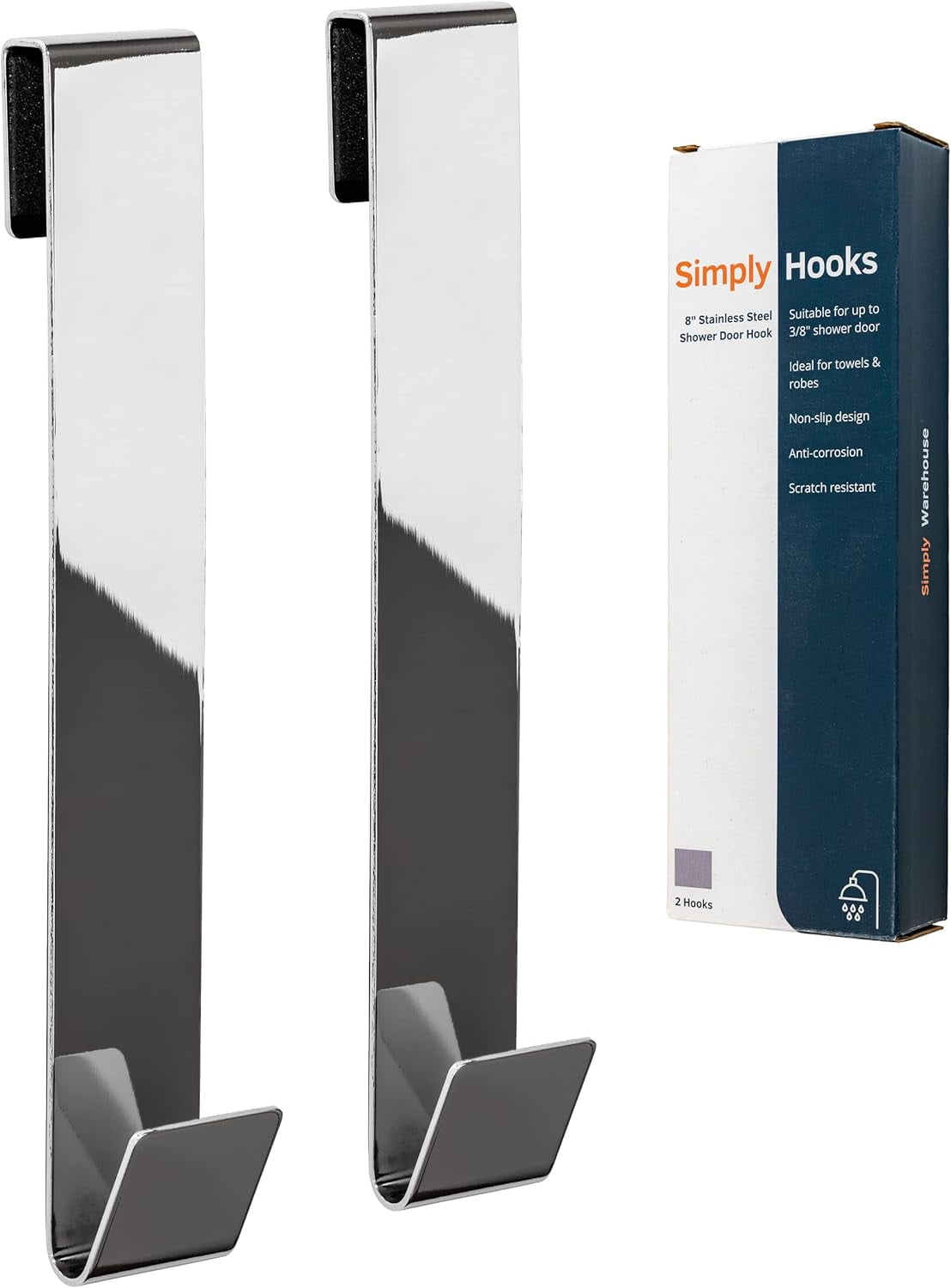 8" Shower Door Hooks, Chrome, 2 Pack, Shower Towel Hook, Shower Door ...