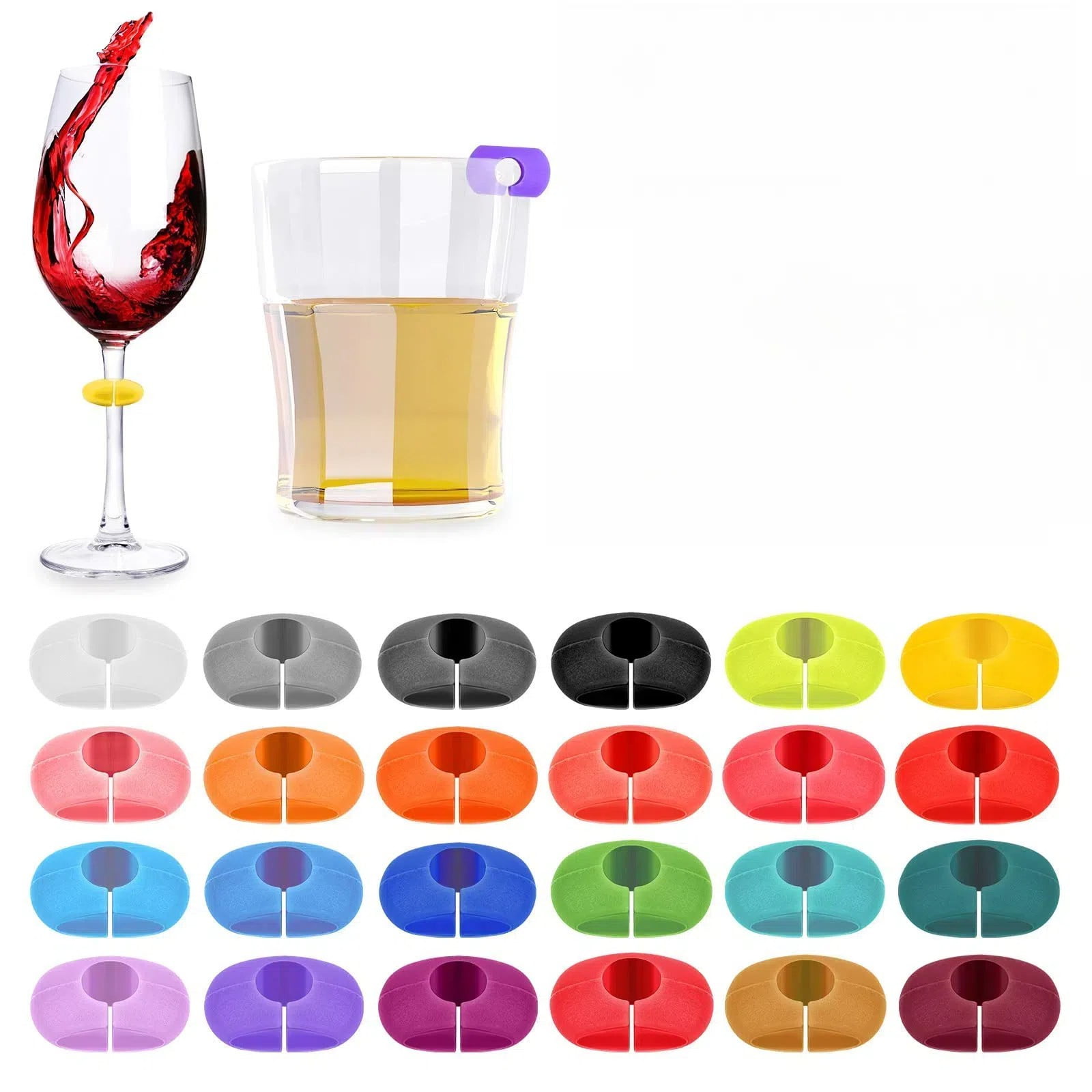 8 Silicone Glass Charm Labels for Bar Party Durable Flexible Easy to ... 8 Silicone Glass Charm Labels for Bar Party Durable Flexible Easy to ...