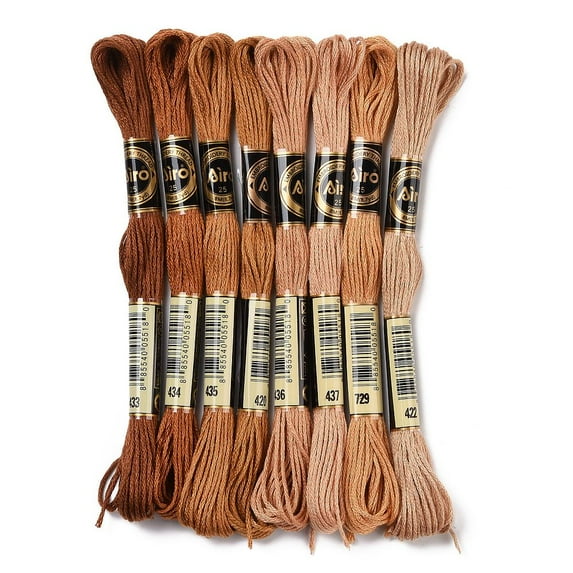 8 Skeins 6 Strands 70 Yards Gradient Brown Hand Embroidery Stitch Floss ...