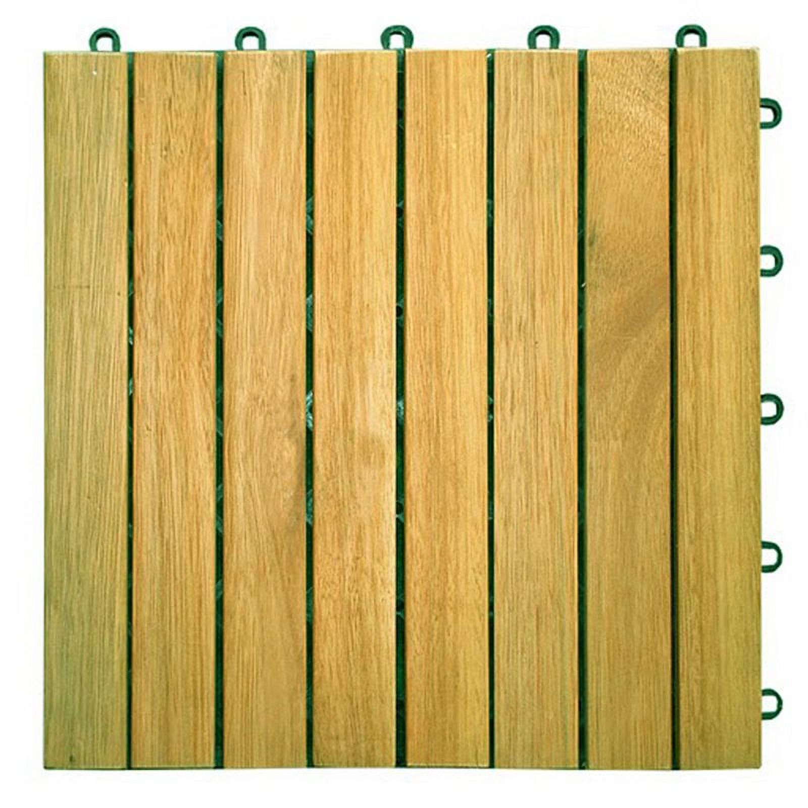 8 Slat Acacia Interlocking Deck Tile Teak Finish - Set of 10 Tiles ...