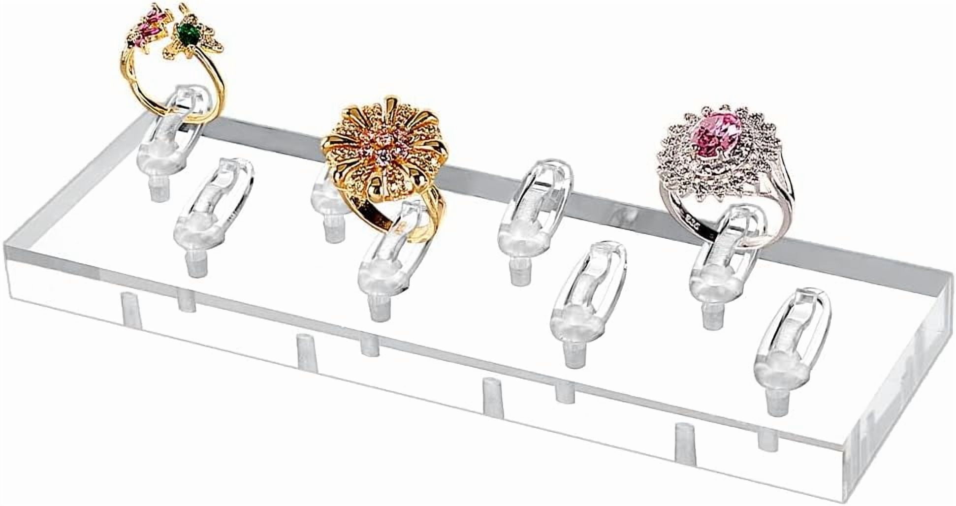 8-Slot Rings Organizer Tray Transparent Acrylic Jewelry Ring Display ...