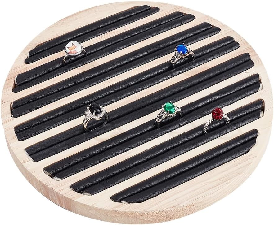 8-Slot Wood Finger Ring Display Plate Ring Organizer Holder Covered by ...