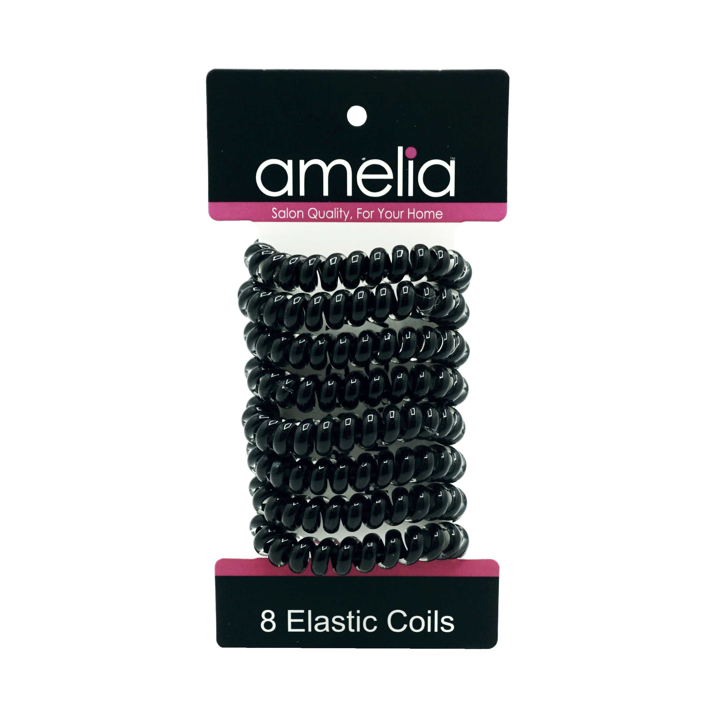8 Smooth Elastic Hair Coils, 2in Diameter, Medium Size, Black Color ...