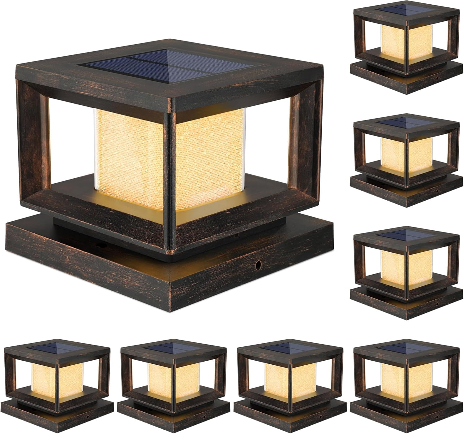 8 Solar Lights Outdoor, Fence Cap Lights for Deck, 4x4 6x6 Wooden ...
