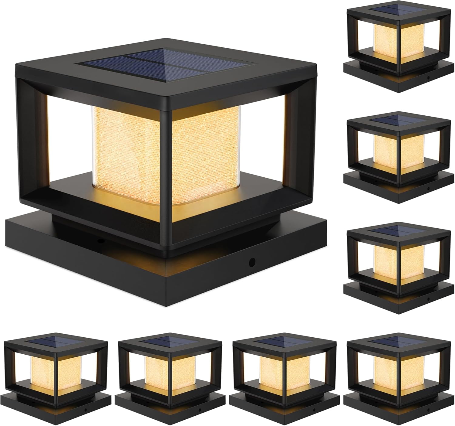 8 Solar Lights Outdoor, Fence Cap for Deck, 4x4 6x6 Wooden Outdoor ...