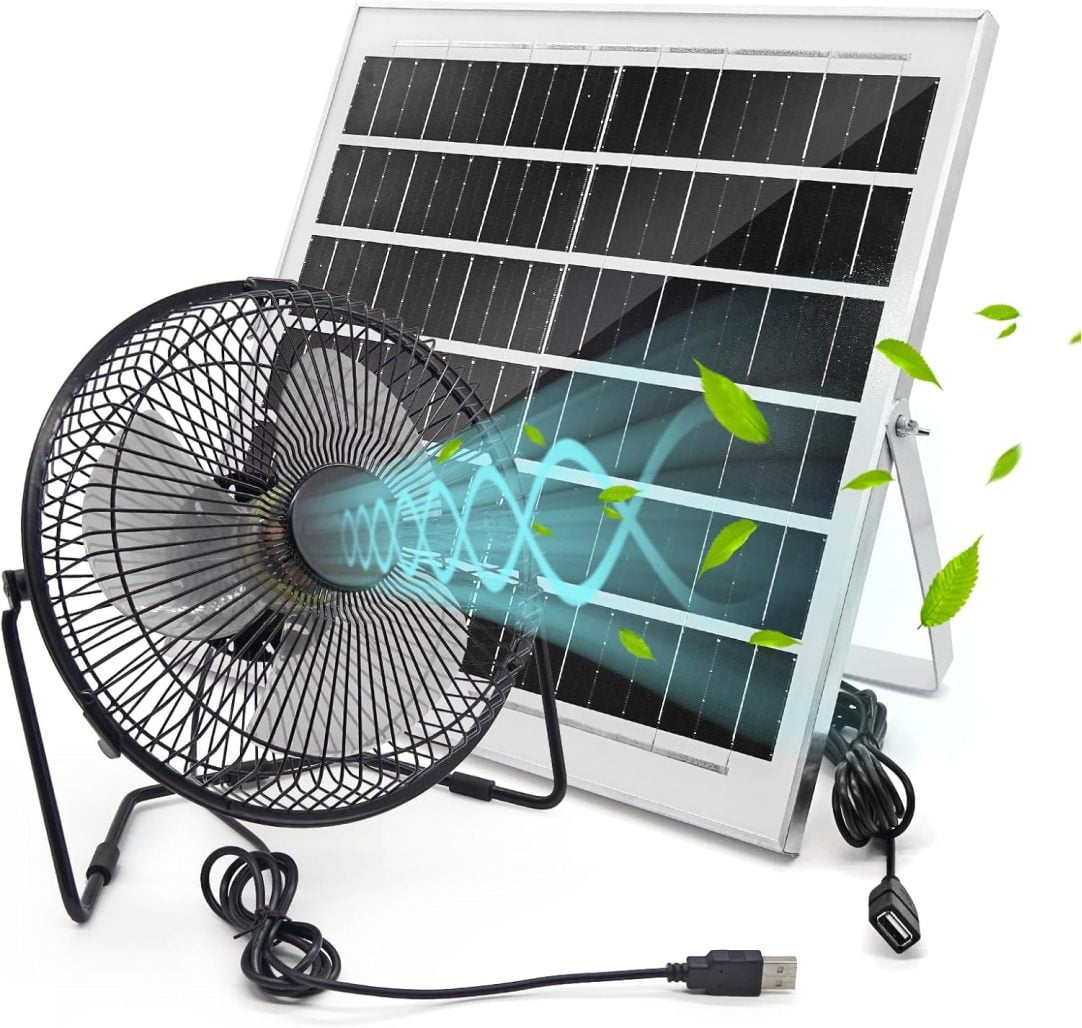 8'' Solar Power Powered Portable Fan for Outdoor Greenhouse Chicken ...