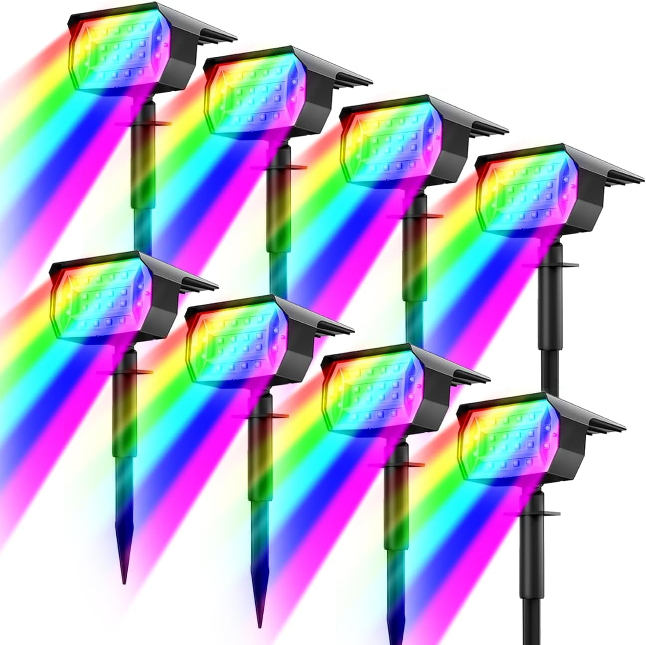 8 Solar Spot Lights Outdoor Color Changing, 7 Modes Halloween Solar ...