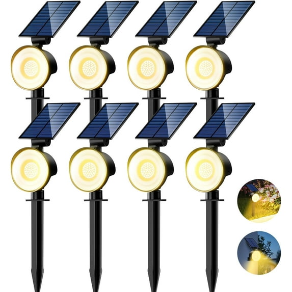 8 Solar Spot Lights Outdoor with 3 Modes, Solar Spotlight Light for ...
