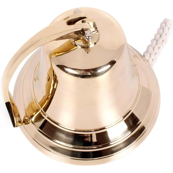 8" Solid Brass Ship Bell Polished Nautical - Jumbo Bells Decor ...