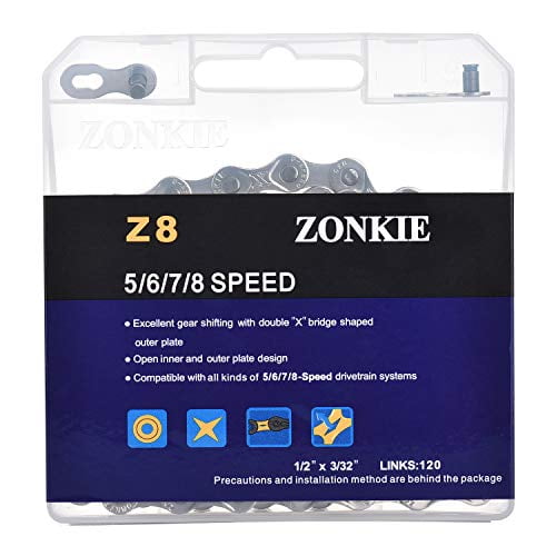 8-Speed Silver 120 Link Bicycle Chain Compatible with Shimano, SRAM ...