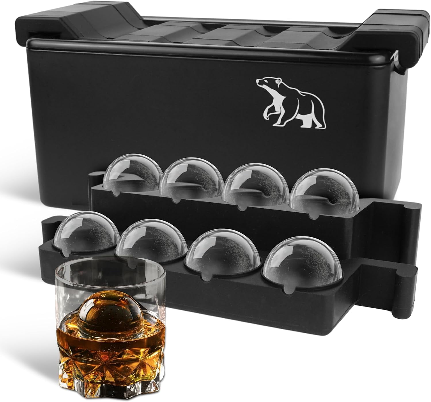 8 Sphere Clear 2” Ice Ball Maker Mold for Whiskey & Cocktails – Creates ...