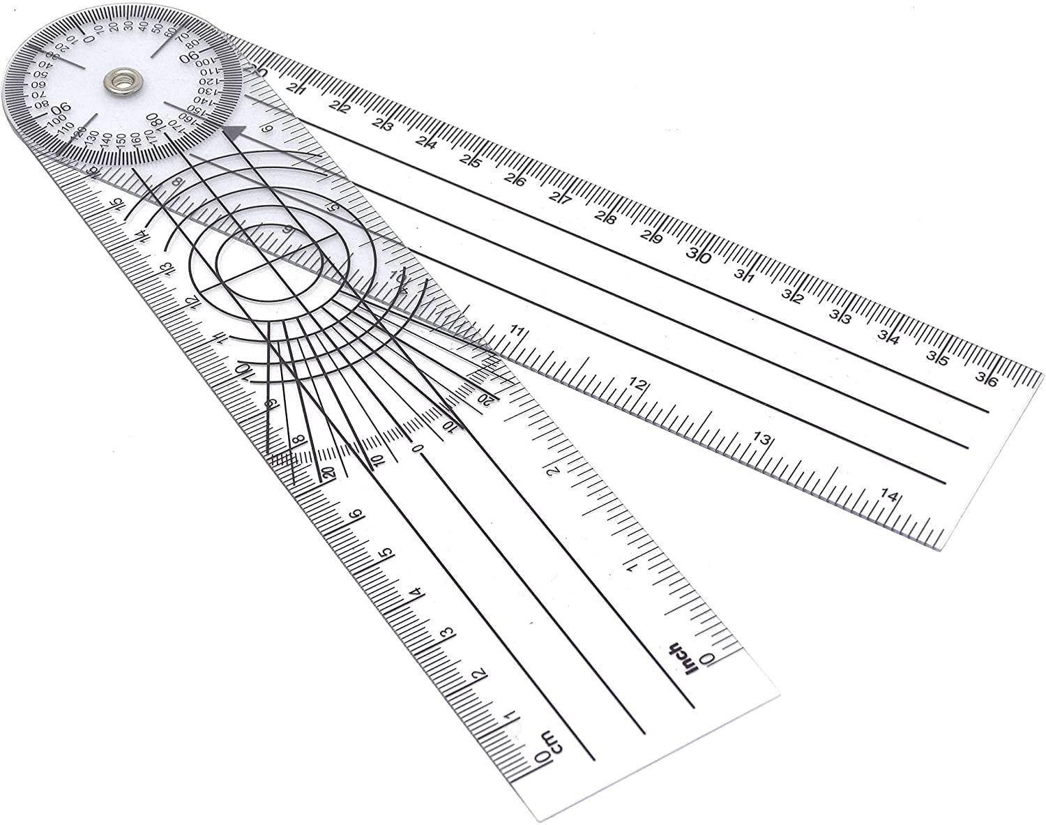 8" Spinal Ruler Goniometer 360 Degree Clear Plastic Protractor For ...