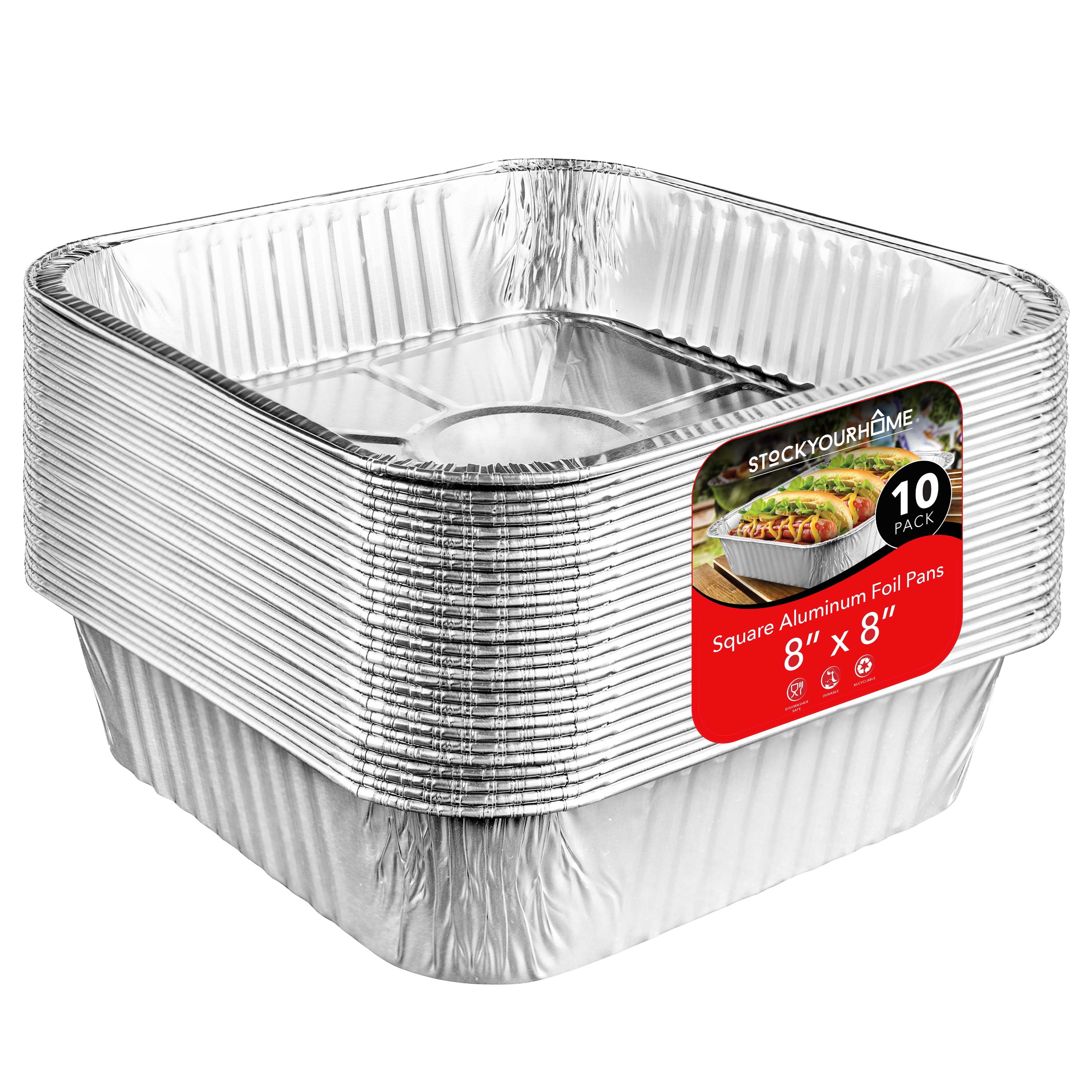8x8 Foil Pans (10 Pack) 8 Inch Square Aluminum Pans - Foil Pans ...