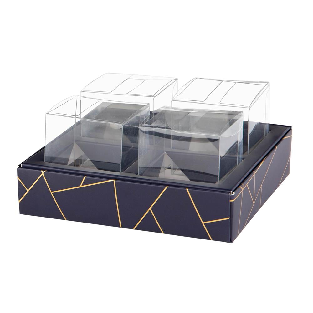 8 Square Shaped Clear Boxes With Square Tray Blue 5.4" X 5.45" X 1.2 ...