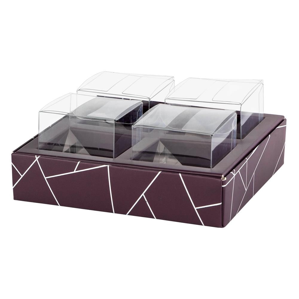 8 Square Shaped Clear Boxes With Square Tray Purple 5.4" X 5.45" X 1.2 ...
