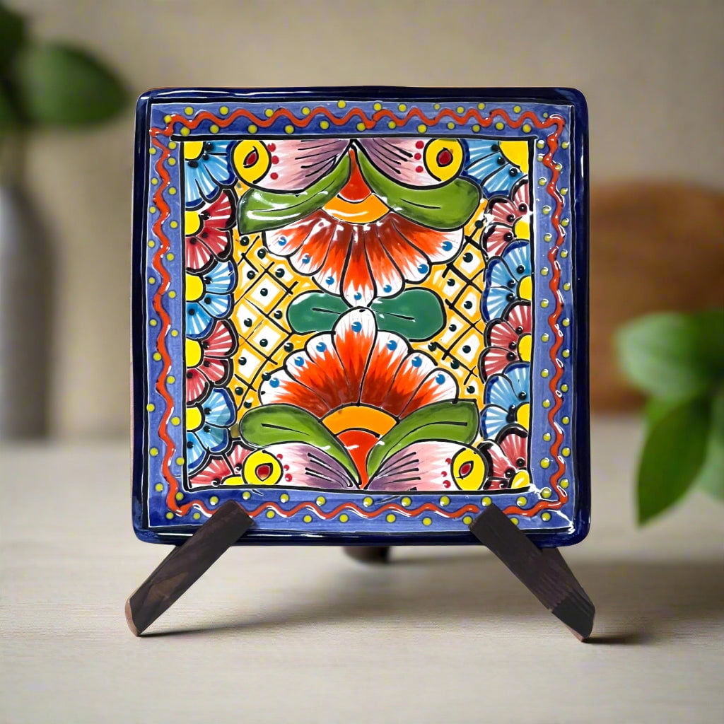 8" Square Talavera Plate | Colorful Mexican Handmade Dish (Setof4 ...