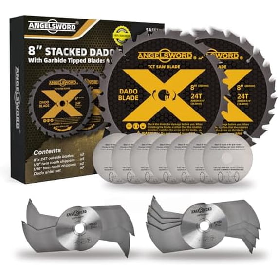 8" Stacking Dado Blade Set for Fine Finished Dados, Grooves, and ...