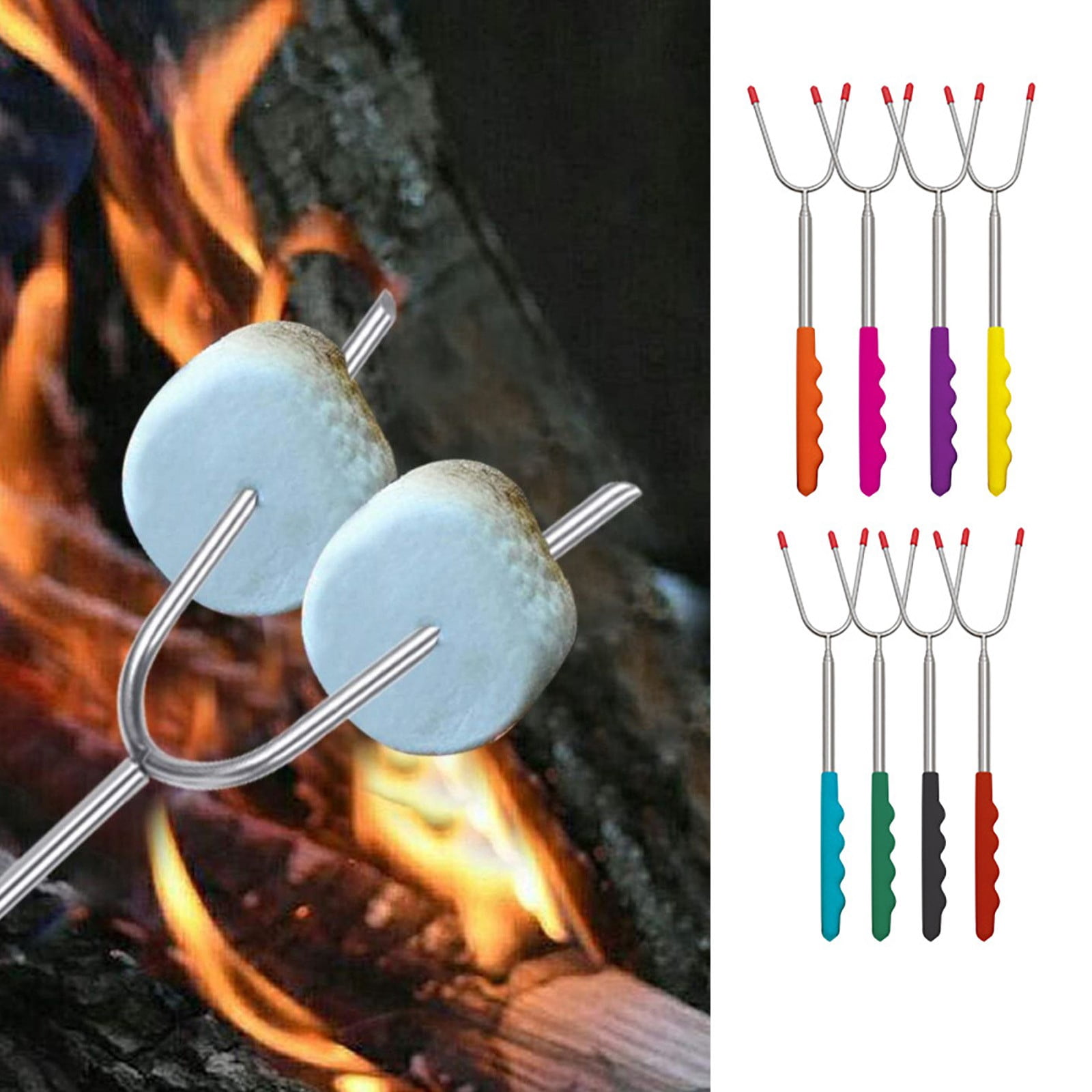 8 Stainless Steel 115cm Telescopic Barbecue Fork U Shaped Barbecue ...