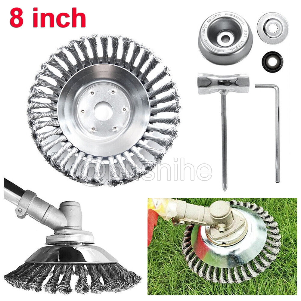 8" Steel Wire Wheel Brush Cutter Weed Eater Trimmer Head with Adapter ...