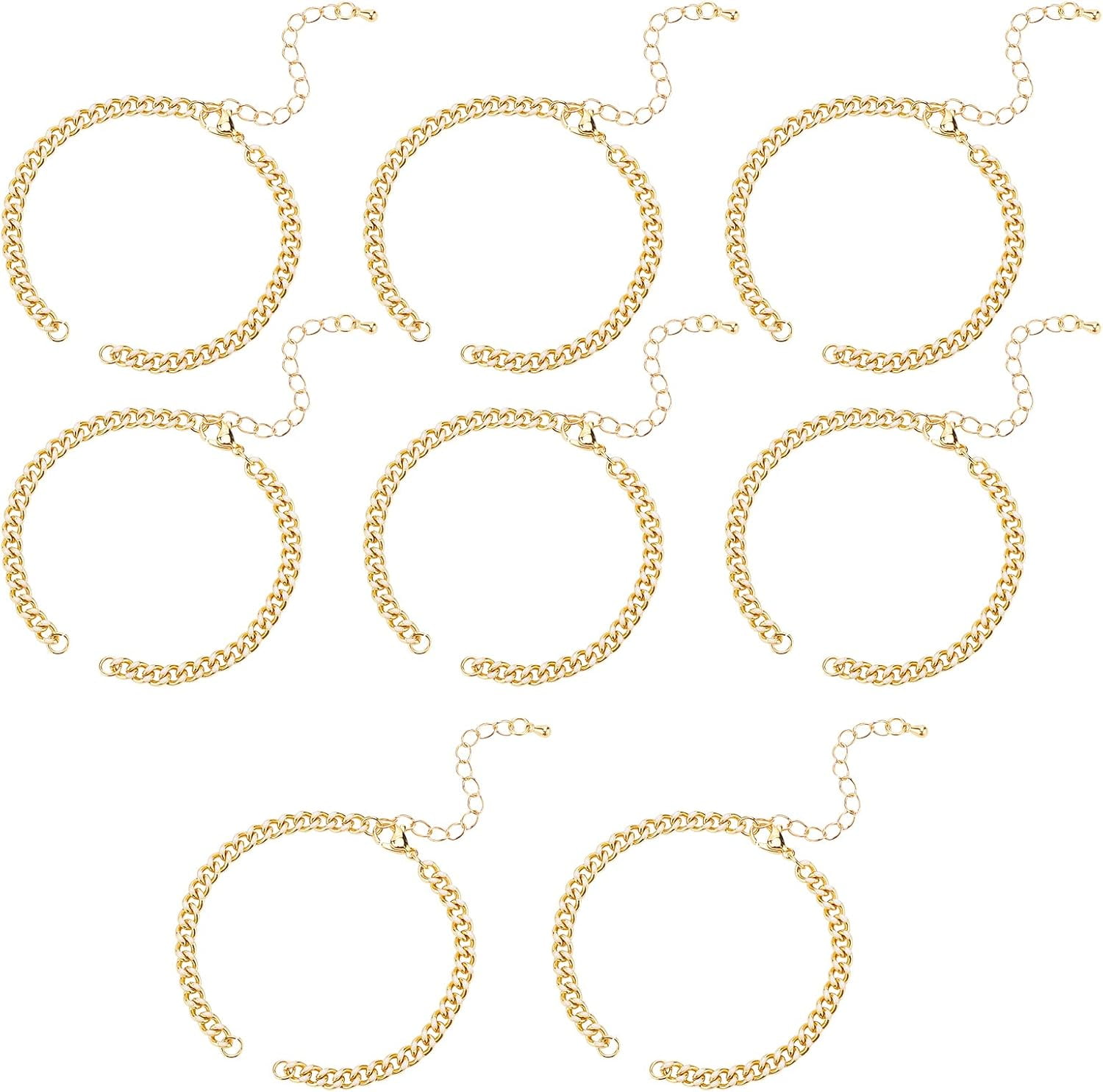 8 Strands Adjustable Chain Bracelets 5.5"(14cm) Long Golden Two-Layer ...