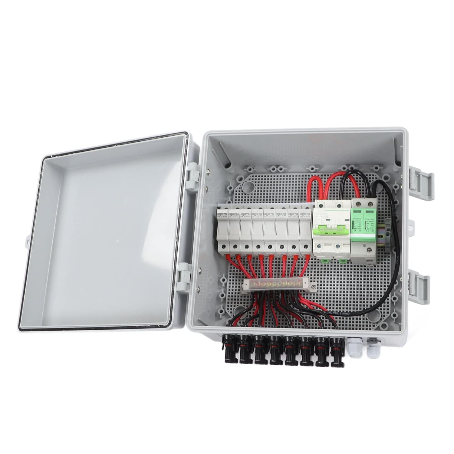 8 Strings PV Combiner Box, IP65 Solar Combiner Box with 10A Fuse, 80A ...