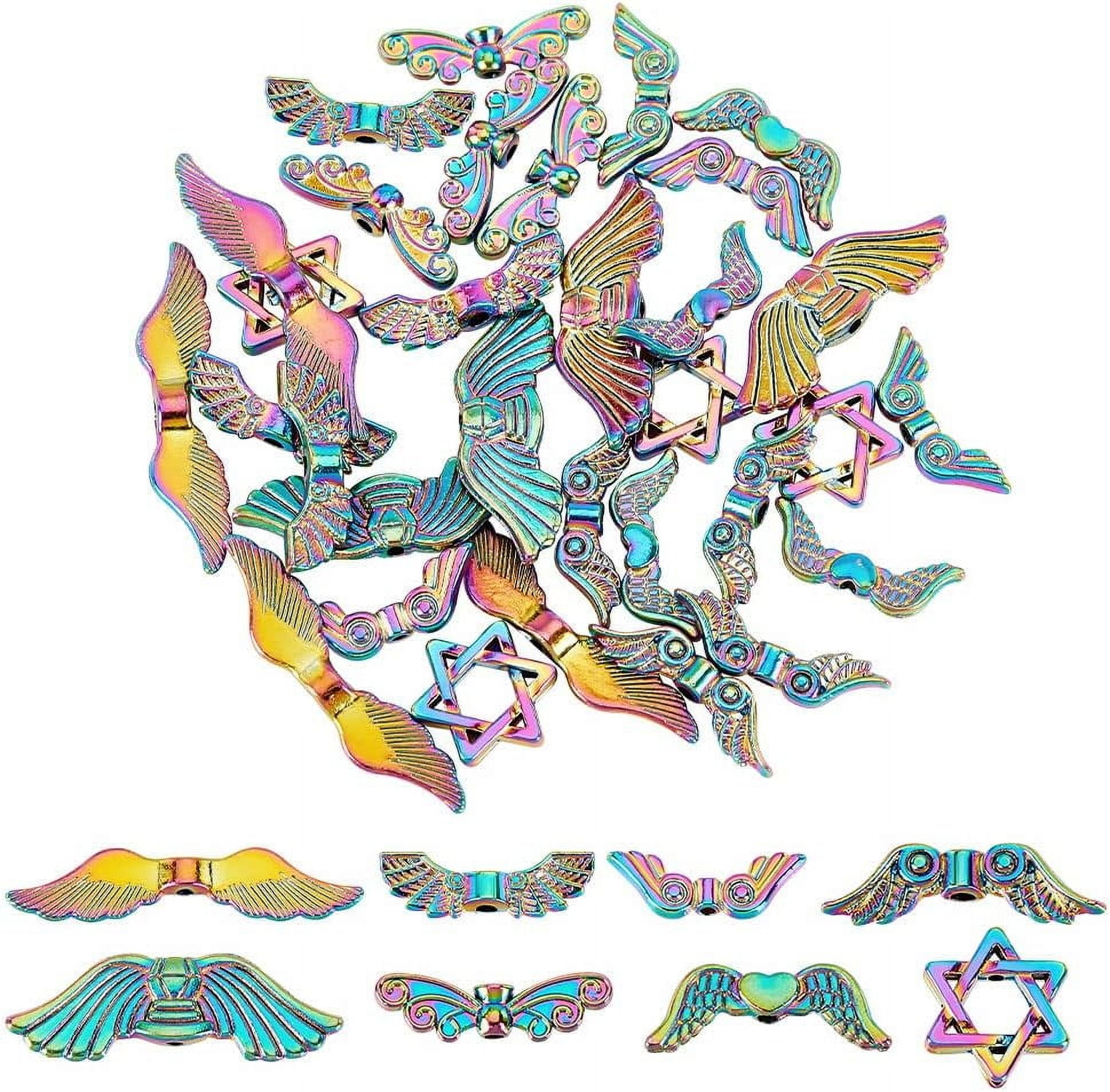 8 Style Angel Wing Beads 32pcs Fairy Wing Butterfly Star Charm Beads ...