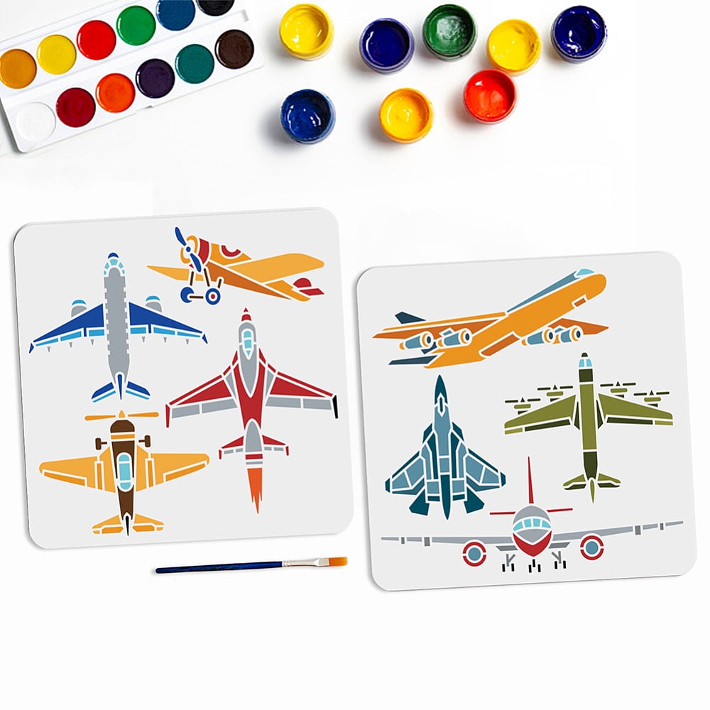 8 Styles Airplane Fighter Jets Stencil 11.8×11.8inch Airplane Stencils ...