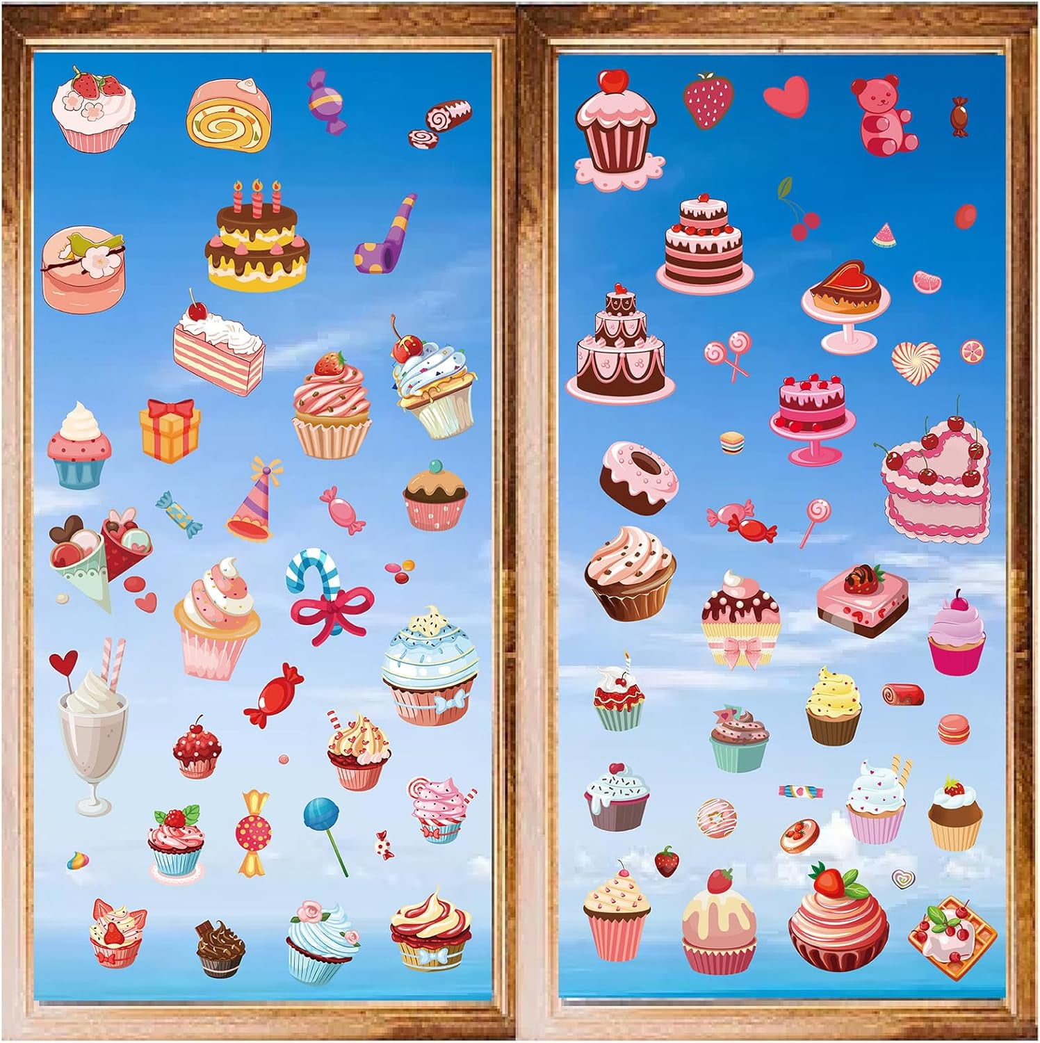 8 Styles Cake Wall Stickers Dessert Food PVC Window Stickers Decals ...