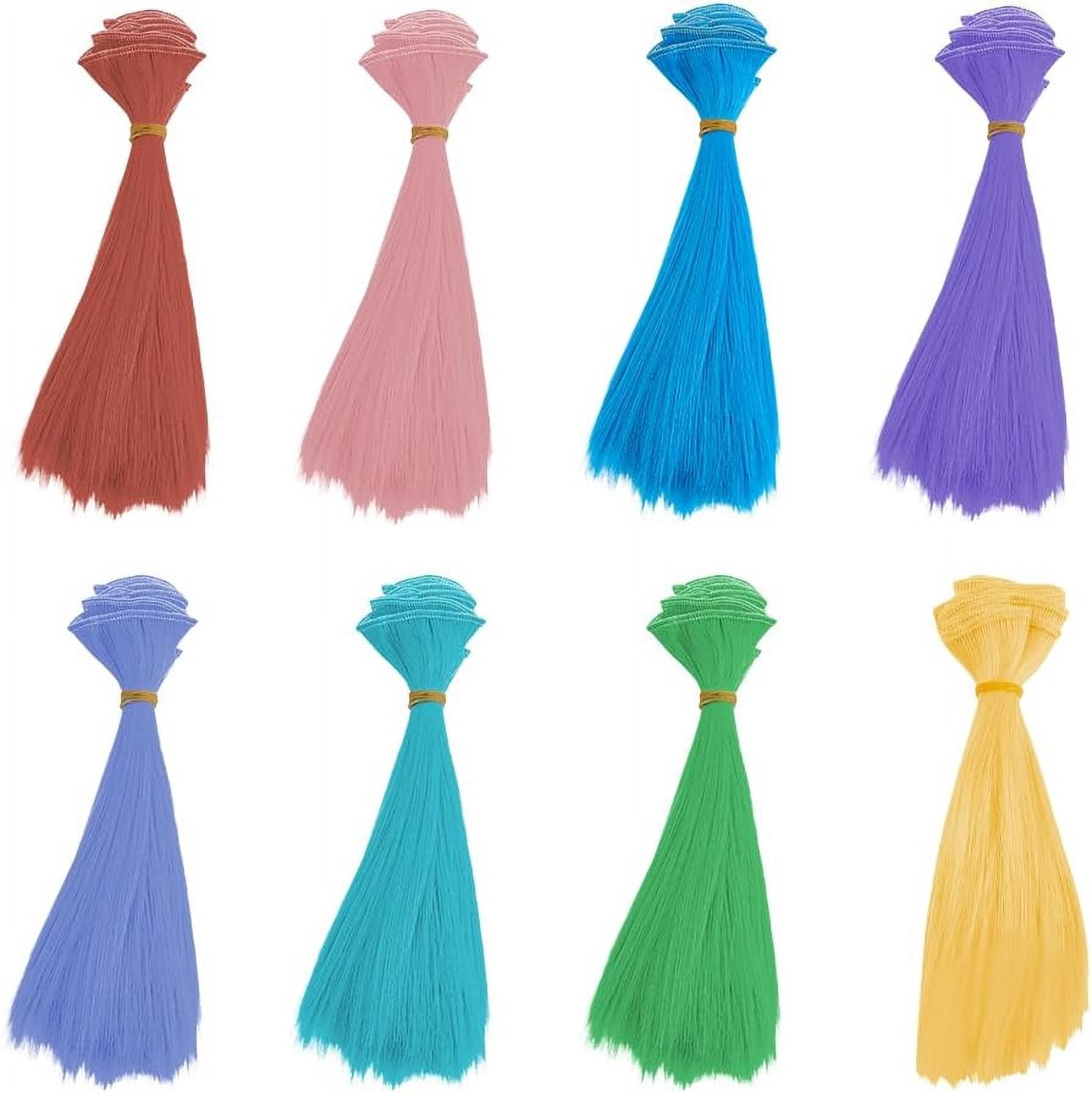 8 Styles Colorful Doll Hair Wefts Straight Synthetic Doll Hair ...