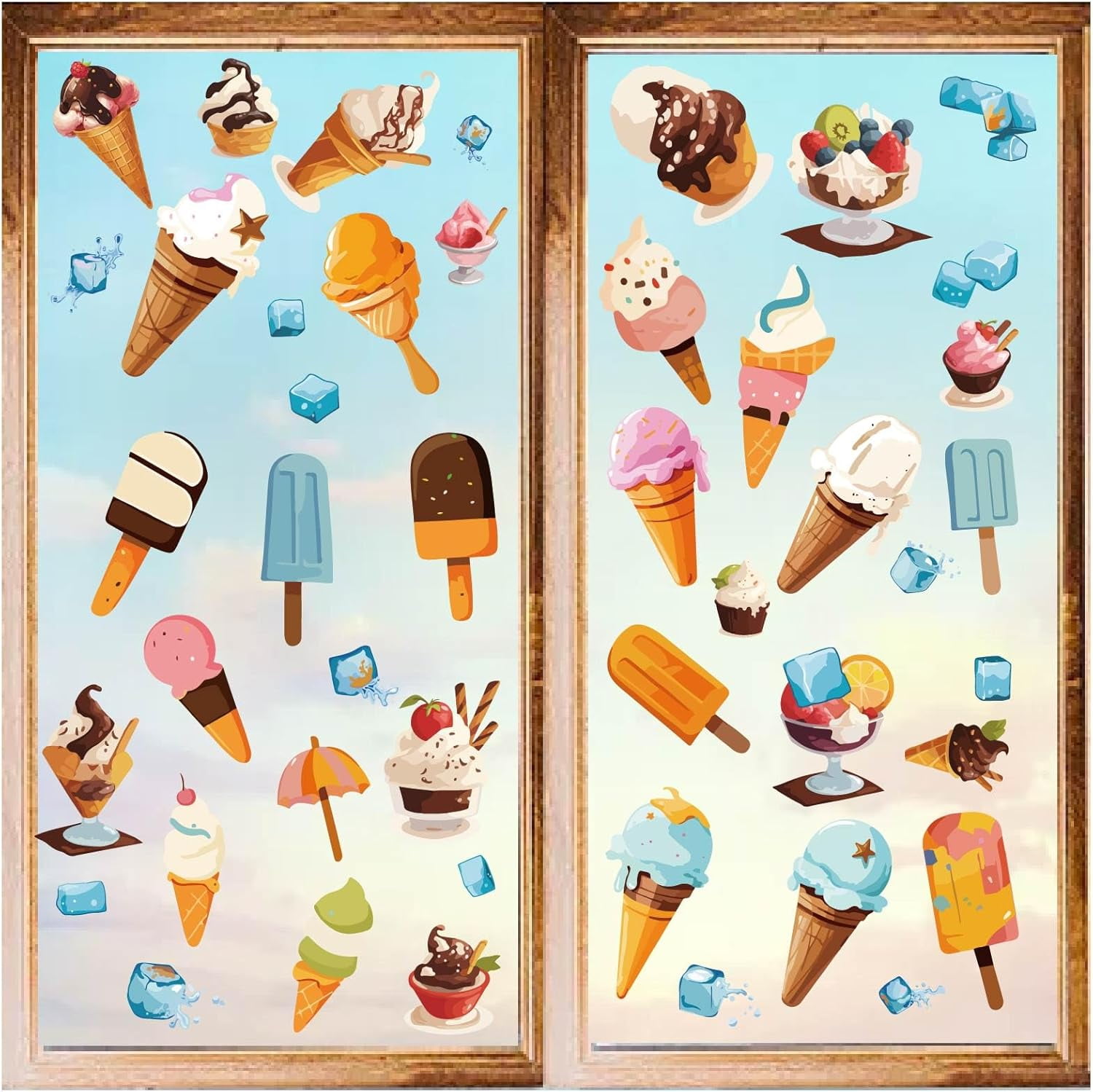 8 Styles Colorful Ice Cream Window Stickers Summer Window Decor Clings ...