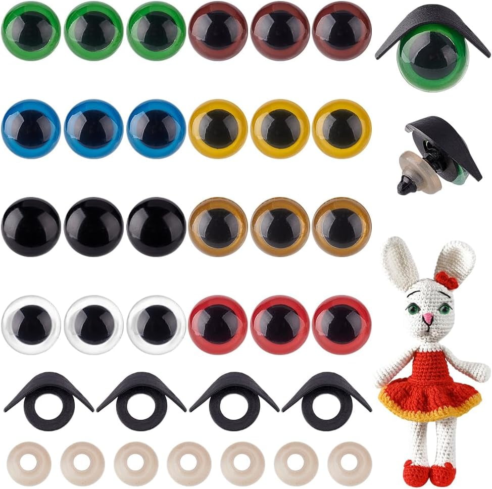 8 Styles Colorful Safety Eyes 80 pcs Plastic Safety Eyes with Eyelid ...